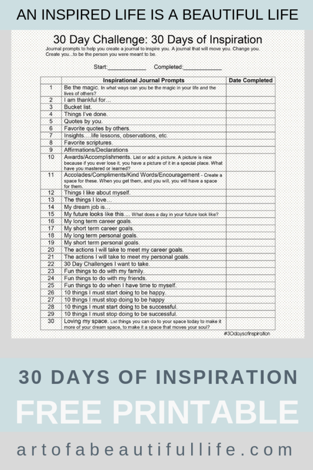 Inspiration: 30 Days of Inspiration - Art of a Beautiful Life